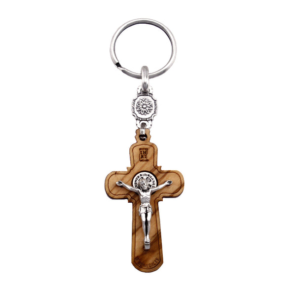Olive Wood St. Benedict Crucifix Keychain – Holy Gift Shops ...