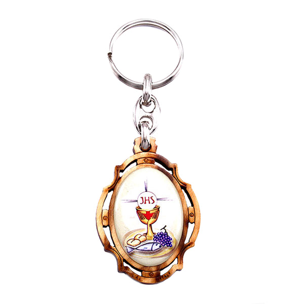 First Communion Olive Wood Keychain Gift – Holy Gift Shops - Supporting ...